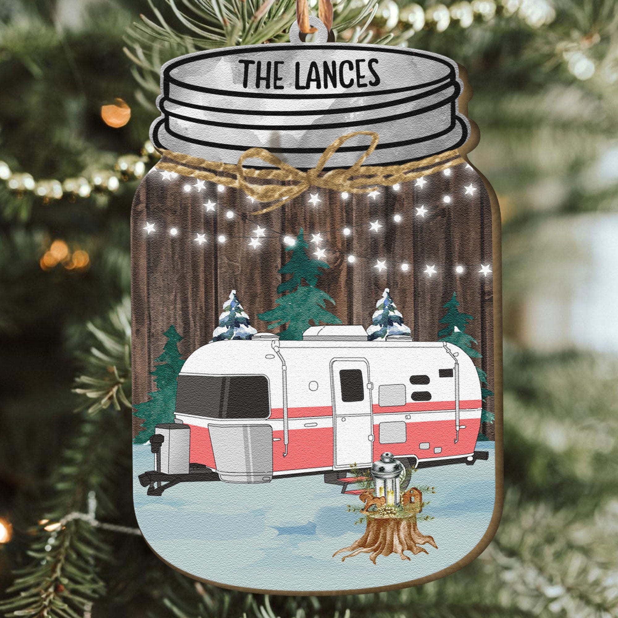 Our Camper - Personalized Mason Jar Shaped Wooden Ornament – Maisonornament