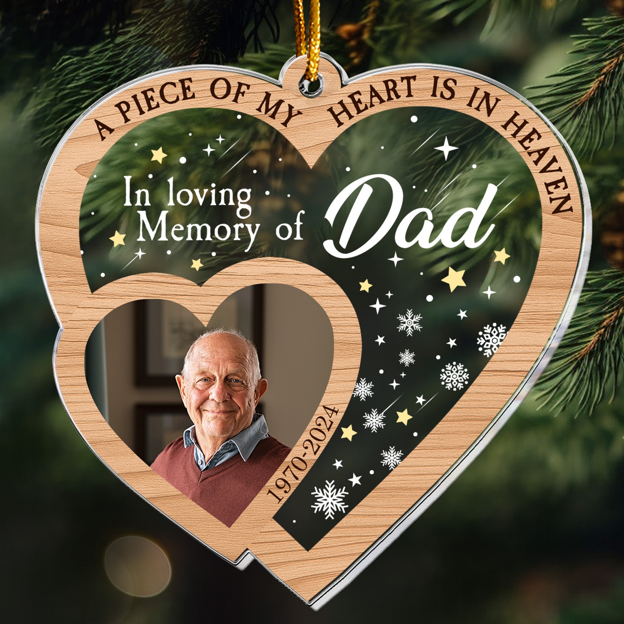 A Piece Of My Heart Is In Heaven - Personalized Acrylic Photo Ornament ...