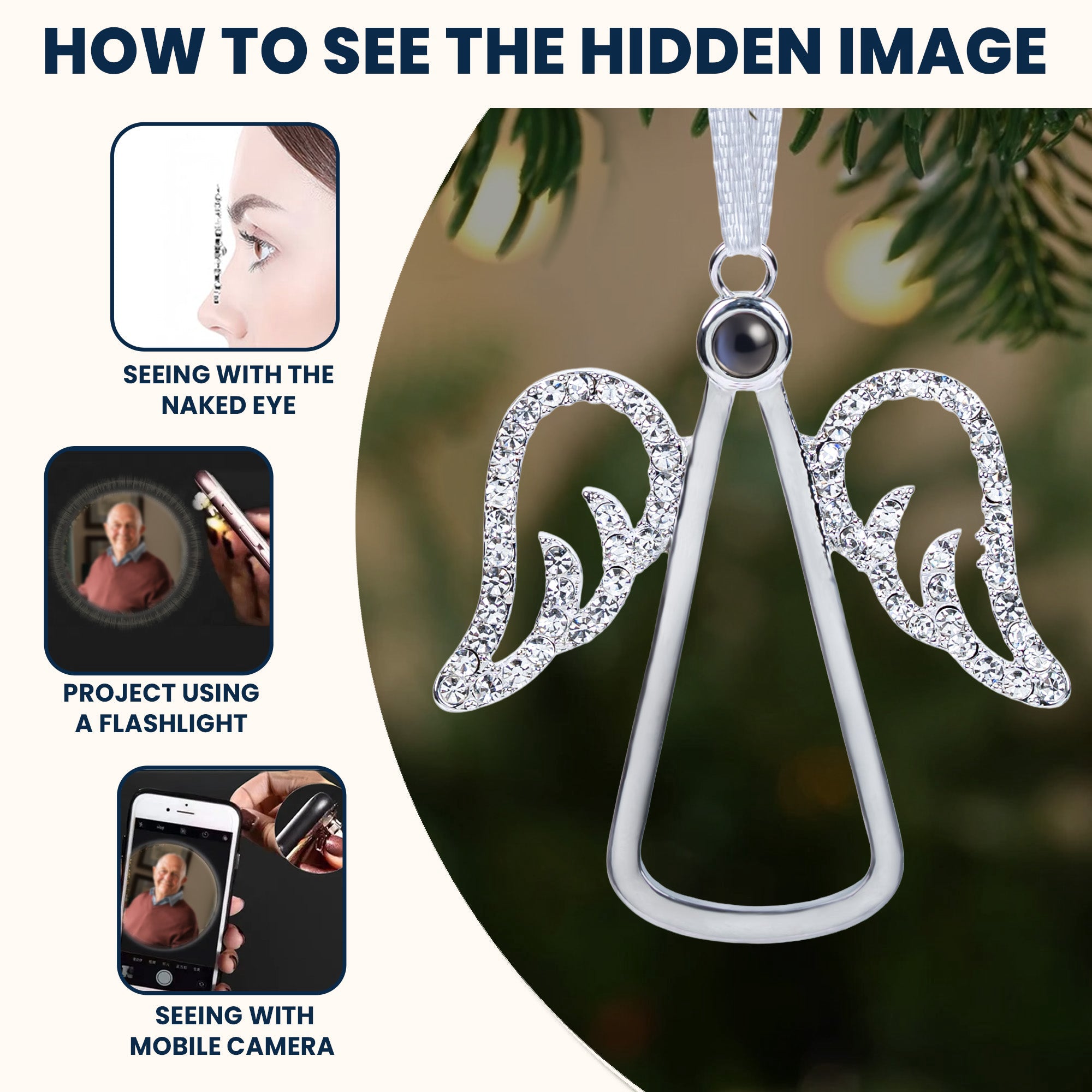 Angel-Shaped Keepsake - Personalized Photo Projection Ornament ...