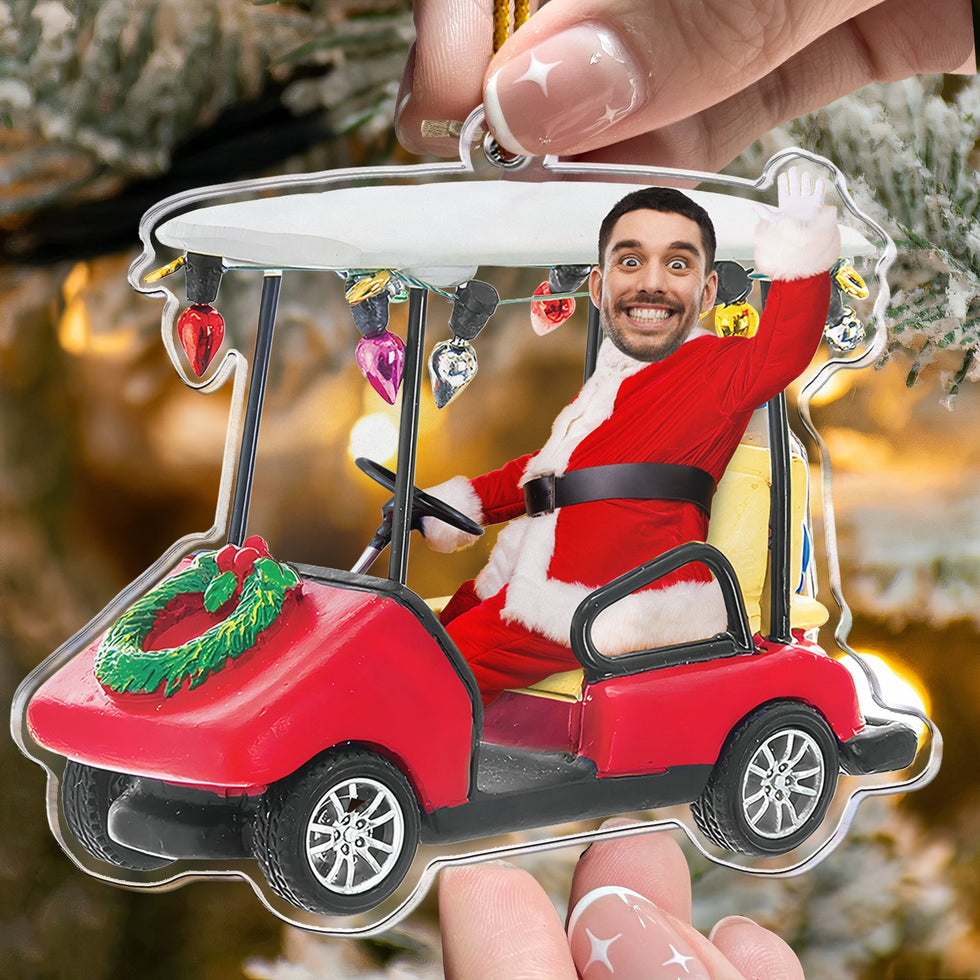 Custom Face Golf Cart - Personalized Acrylic Photo Ornament ...