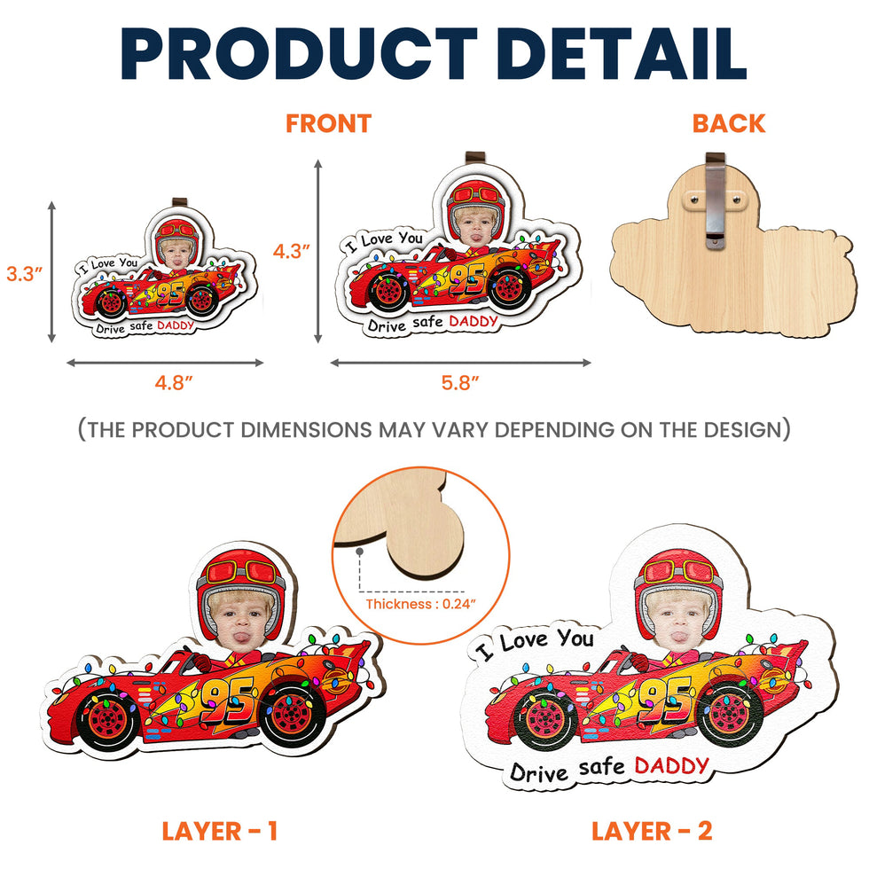 Drive Safe Daddy I Love You - Personalized Wooden Photo Car Visor Clip ...