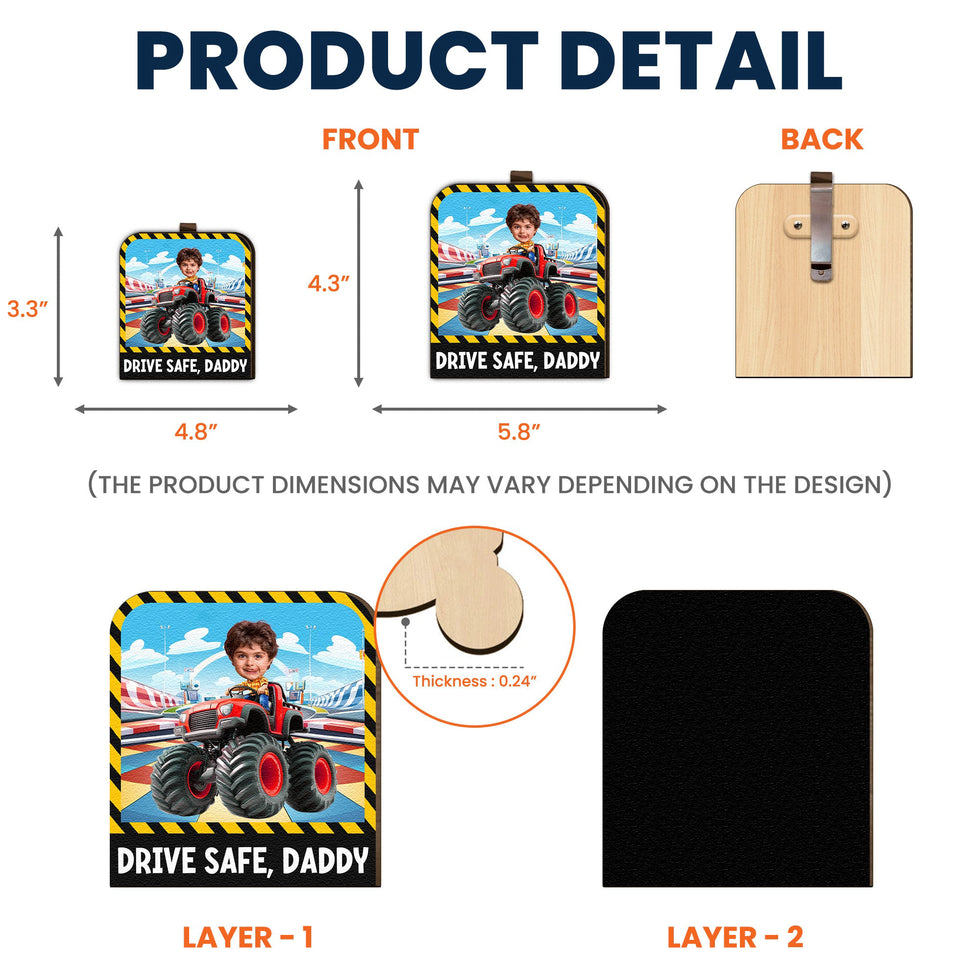 Drive Safe, Daddy - Personalized Wooden Photo Car Visor Clip ...