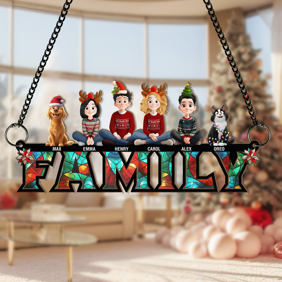 Family Christmas 2025 - Personalized Window Hanging Suncatcher Ornamen ...
