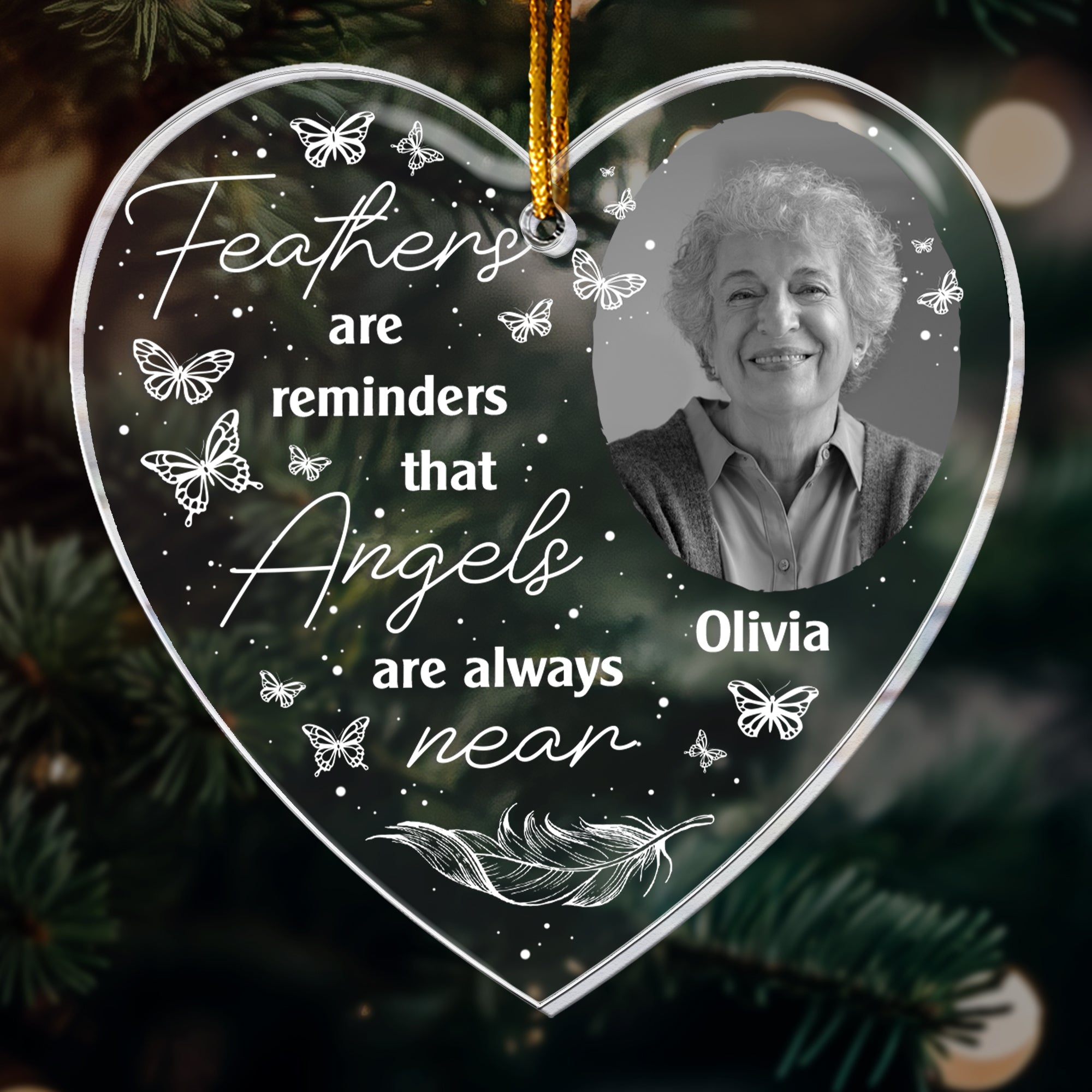 Feathers Are Reminders Angels Are Always Near - Personalized Acrylic P ...