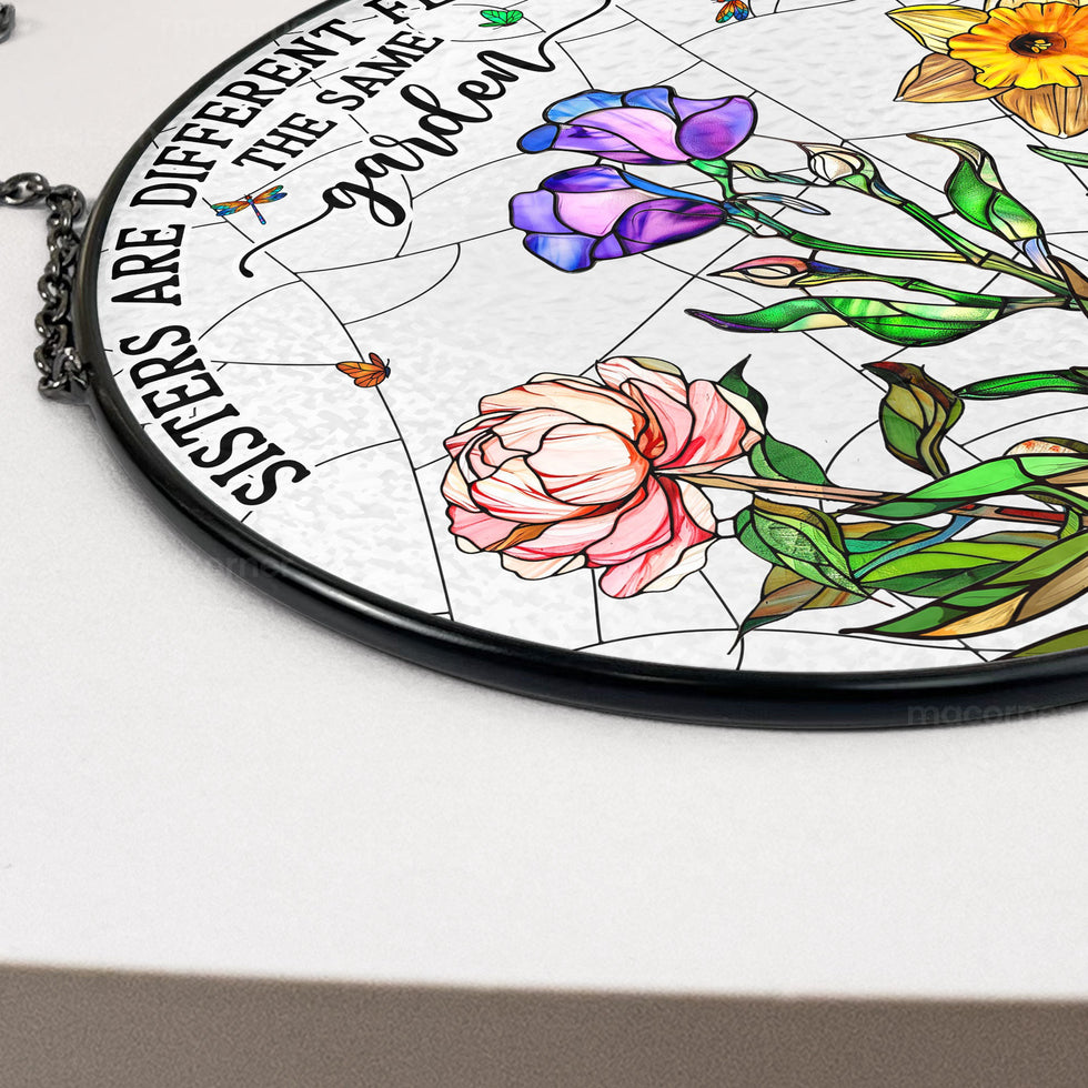 Flowers From The Same Garden - Personalized Stained Glass Window Hangi ...
