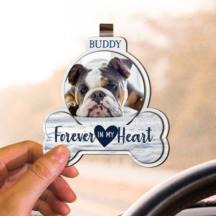 Forever In My Heart Pet Loss - Personalized Wooden Photo Car Visor Cli ...