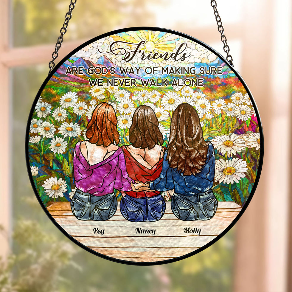 Friends Are God's Way Of - Personalized Stained Glass Window Hanging S ...
