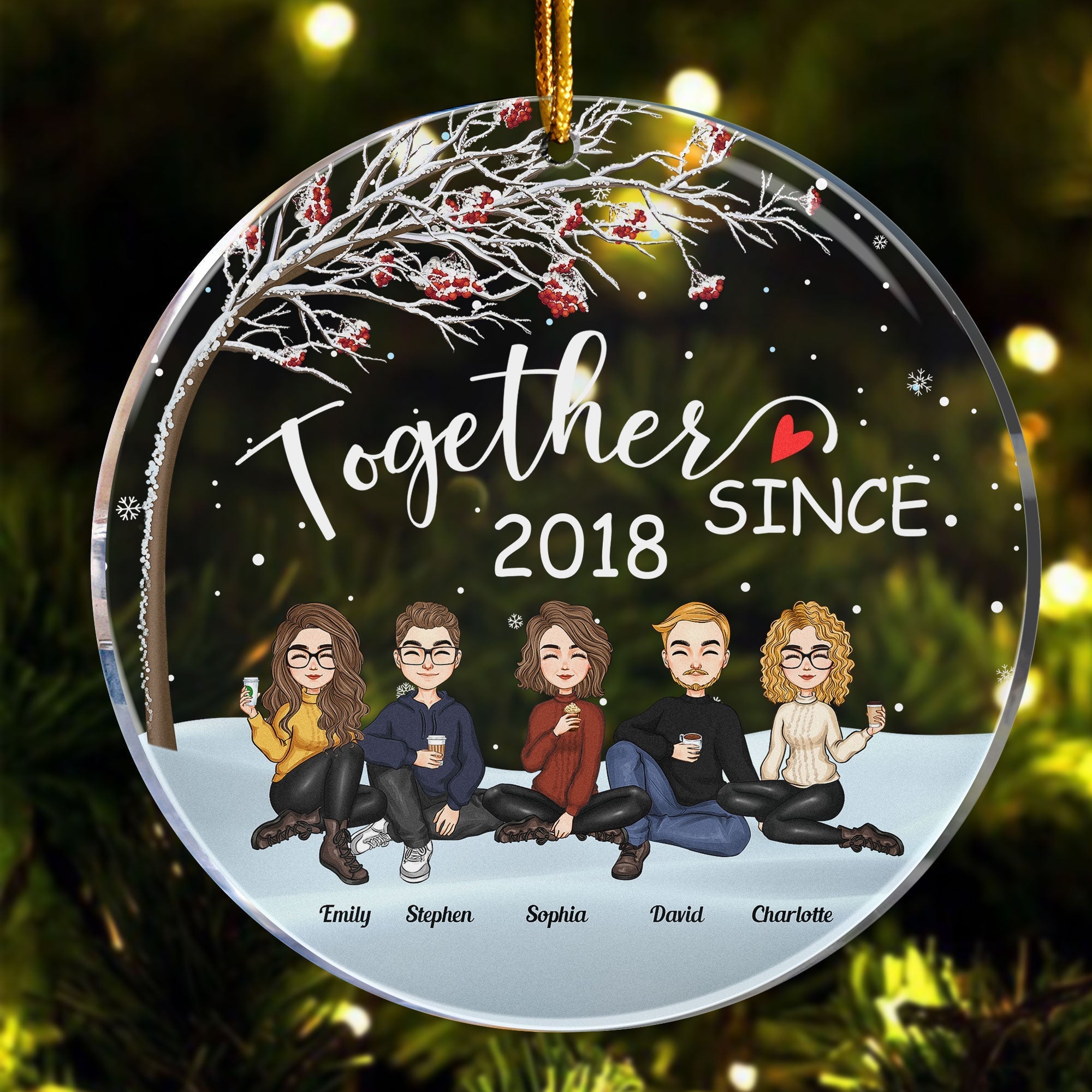 Friends - Together Since - Personalized Circle Acrylic Ornament - Chri ...