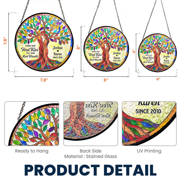 From Our First Kiss Tree Of Love - Personalized Stained Glass Window H ...