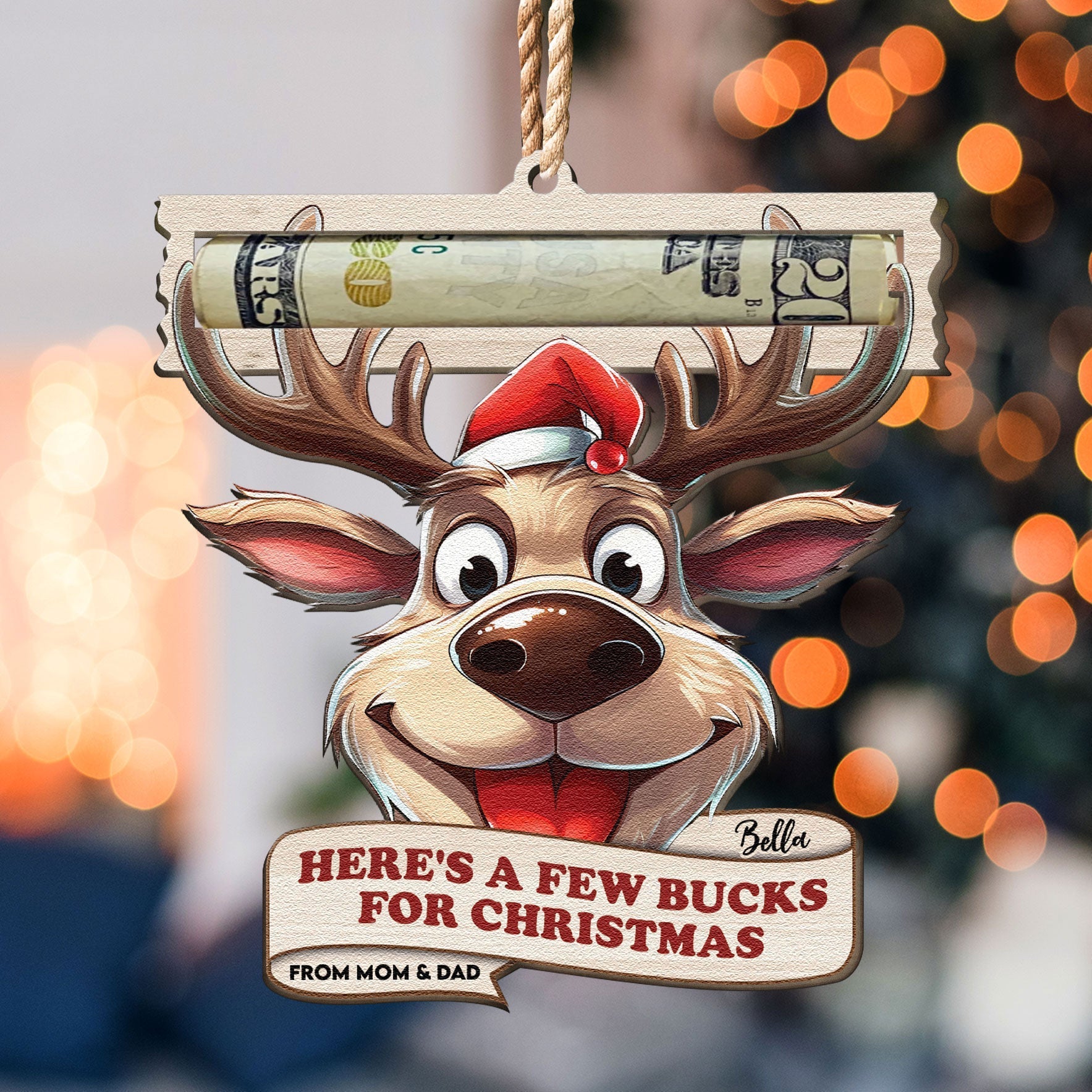 Here's A Few Bucks For Christmas - Personalized Wooden Ornament ...