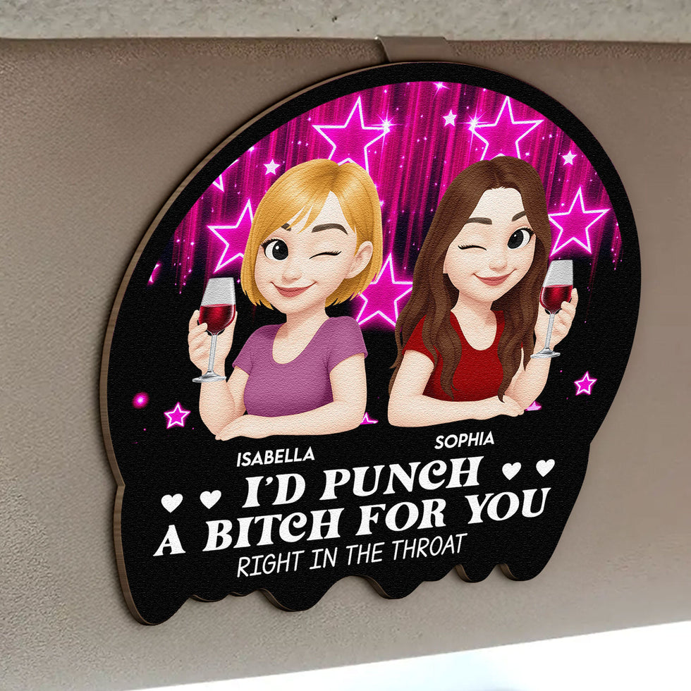 I'd Punch A Bitch For You - Personalized Wooden Car Visor Clip ...