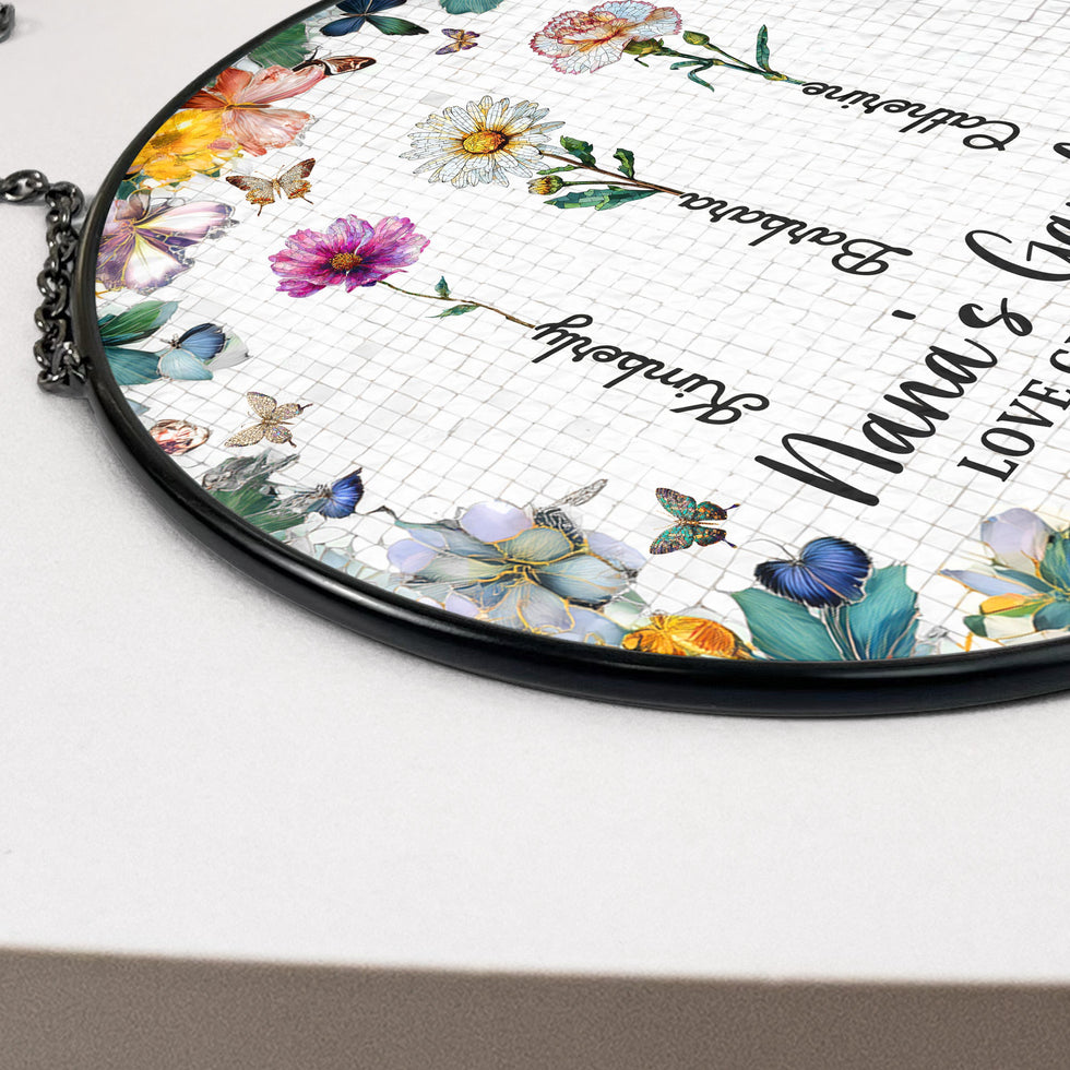 Nana's Garden Custom Names & Birth Flowers - Personalized Stained Glas ...