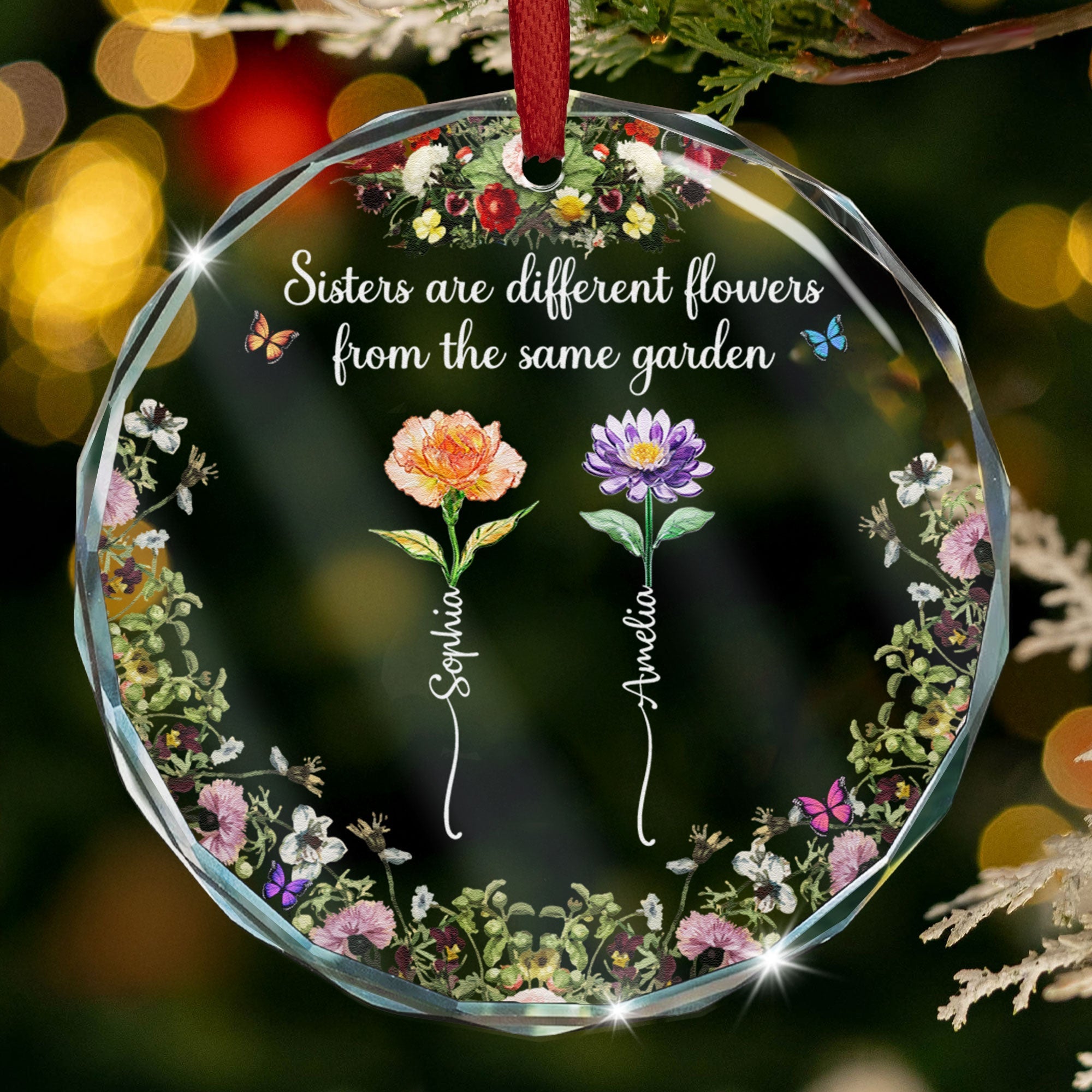 Sisters Are Different Flowers From The Same Garden - Personalized Glas ...