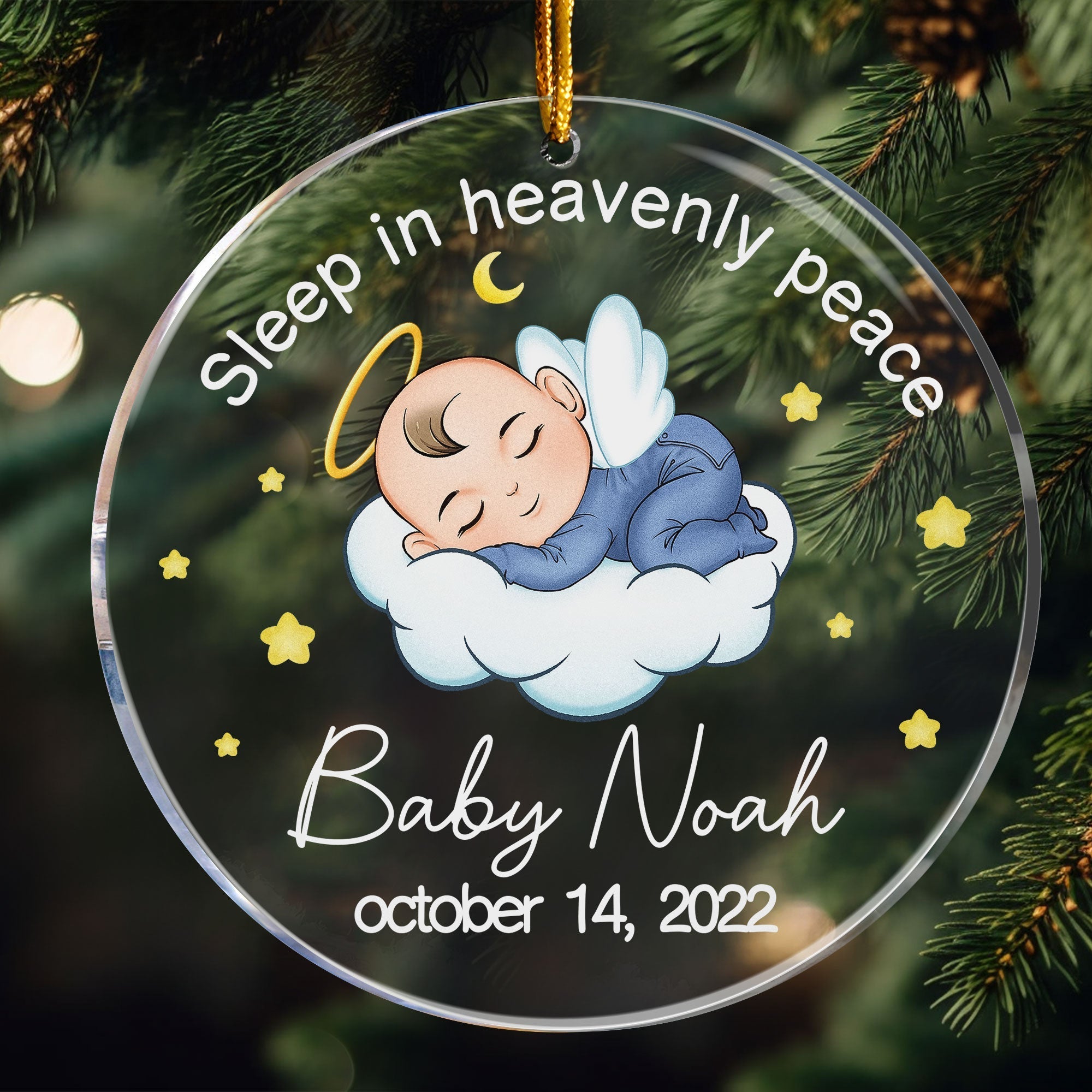 Sleep In Heavenly Peace, Angel Baby - Personalized Circle Acrylic Orna ...